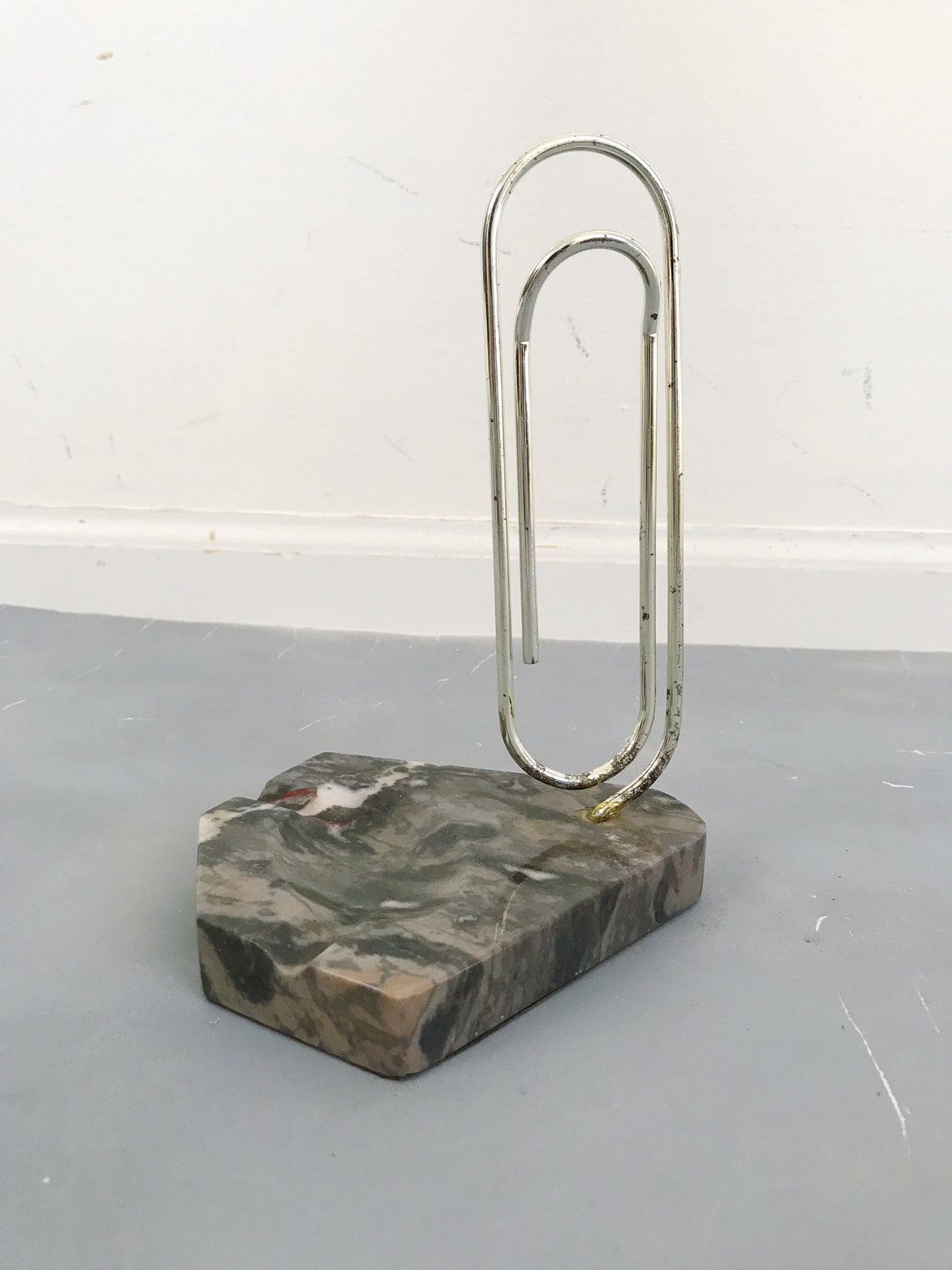 Vintage Jumbo Paper Clip Note or Photo Holder Metal Marble - Etsy