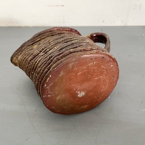 Vintage Coil Pottery Pitcher Vase Modern Ceramics Brown Maroon Jug ...