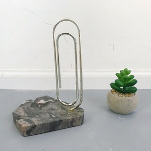 Vintage Jumbo Paper Clip Note or Photo Holder | Metal Marble Stone ...