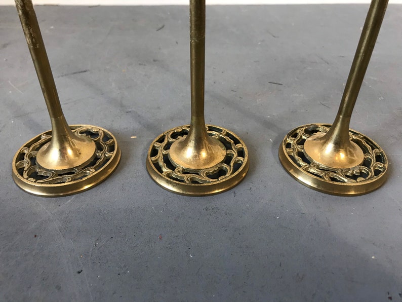 Set of Three 3 Brass Ornate Trumpet Base Mid Century Modern - Etsy