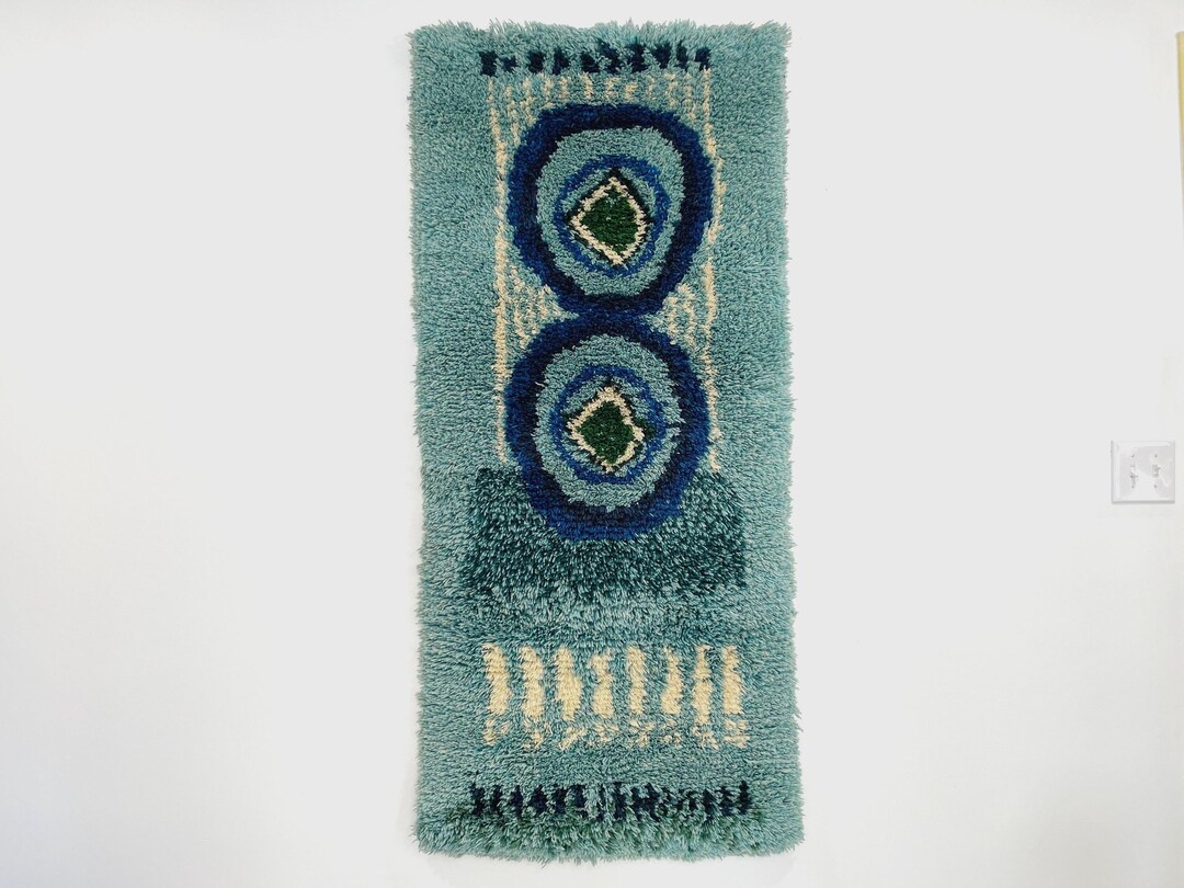 Vintage Finnish Ryijy Tapestry: Abstract Geometric Textile Wall Hanging ...