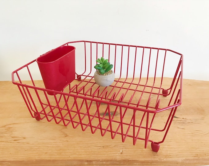 Red Vintage Wire Table Dish Rack Drainer Mid Century Modern - Etsy