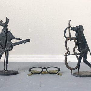 Pair of Vintage Dog Metal Sculptures | Musician Band Iron Black Metal ...