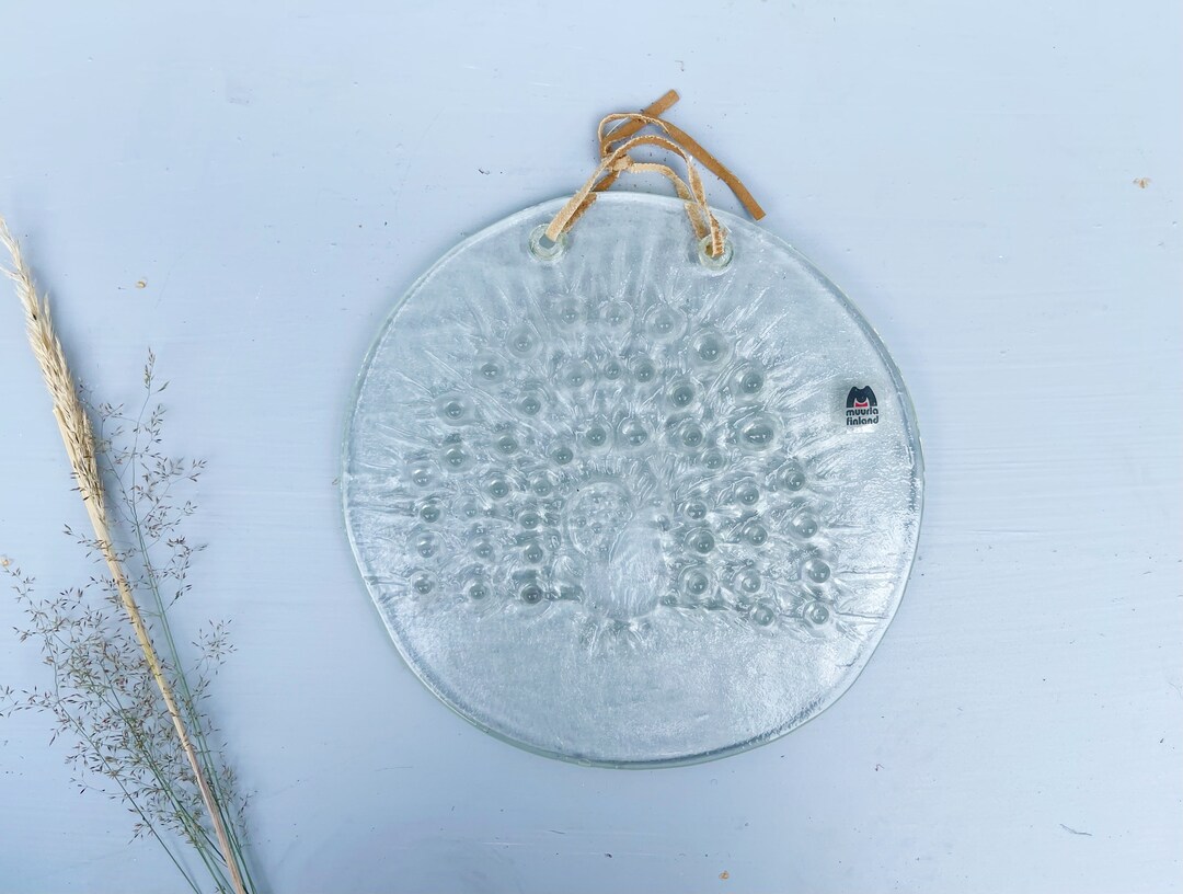 Vintage Muurla Finland Clear Glass Window Suncatcher | Peacock ...