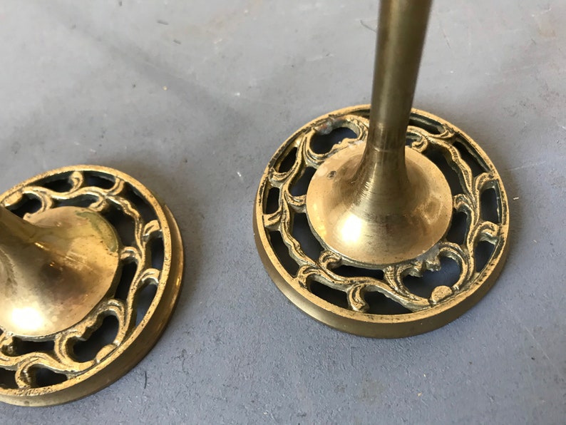 Set of Three 3 Brass Ornate Trumpet Base Mid Century Modern - Etsy