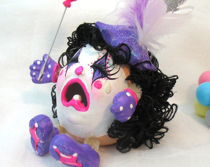 PURPLE and Hot PINK CLOWN Ooak/handmade Crying Circus Clown/birthday ...