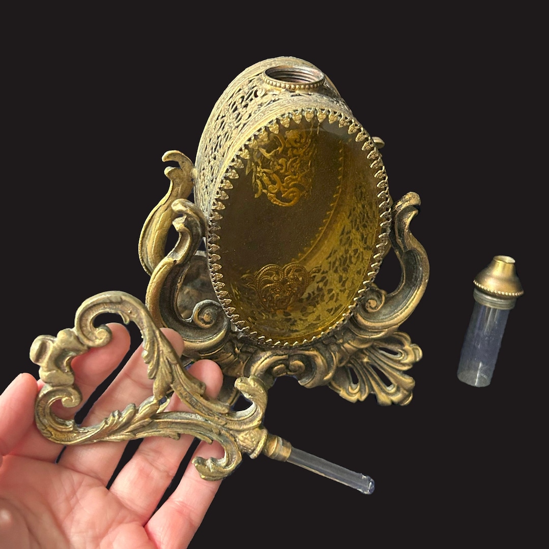 Gorgeous HOLLYWOOD REGENCY Perfume Bottle With Amber Glass | Vintage ...