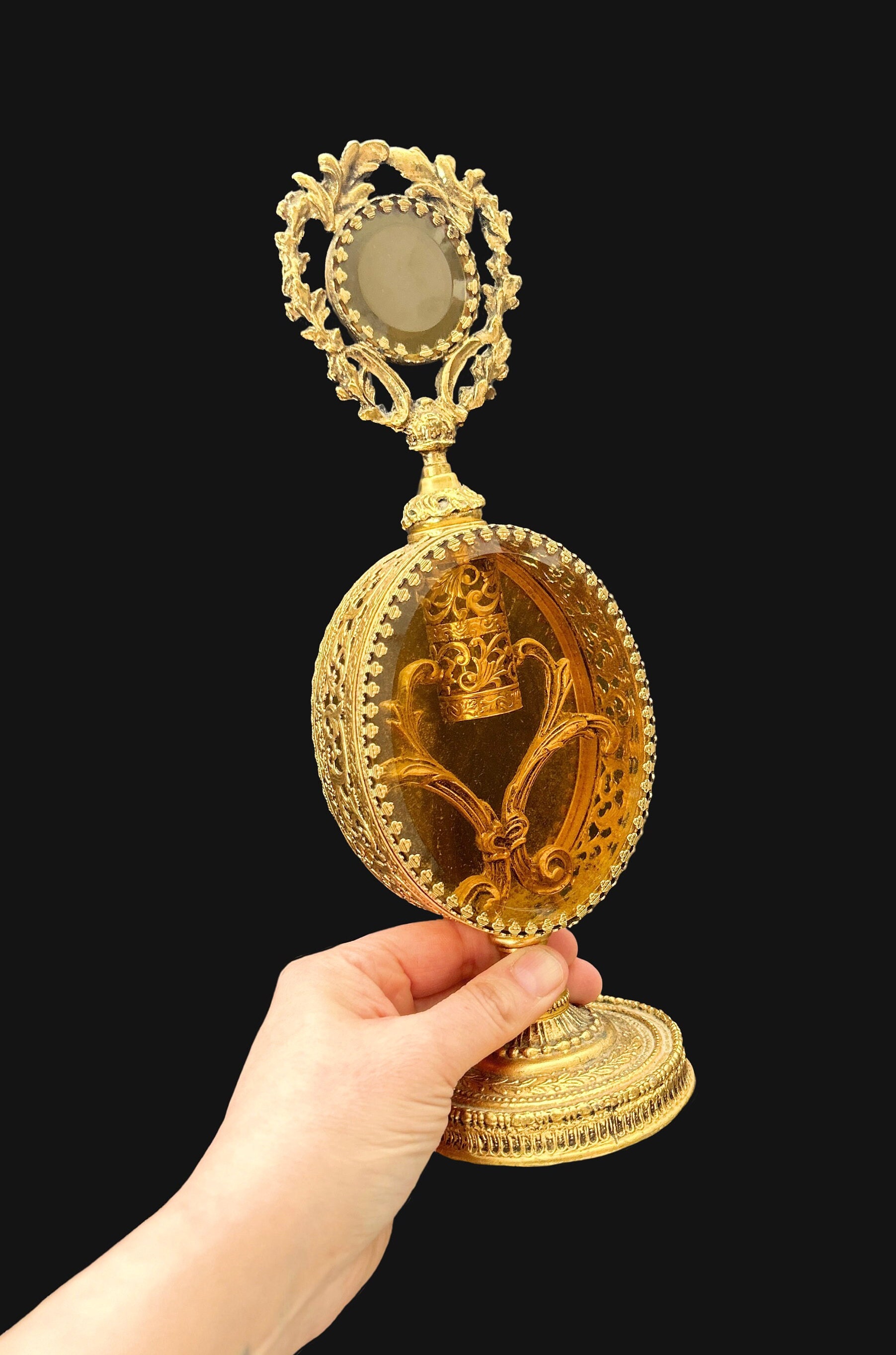 Stunning HOLLYWOOD REGENCY Perfume Bottle With Amber Glass | Vintage ...