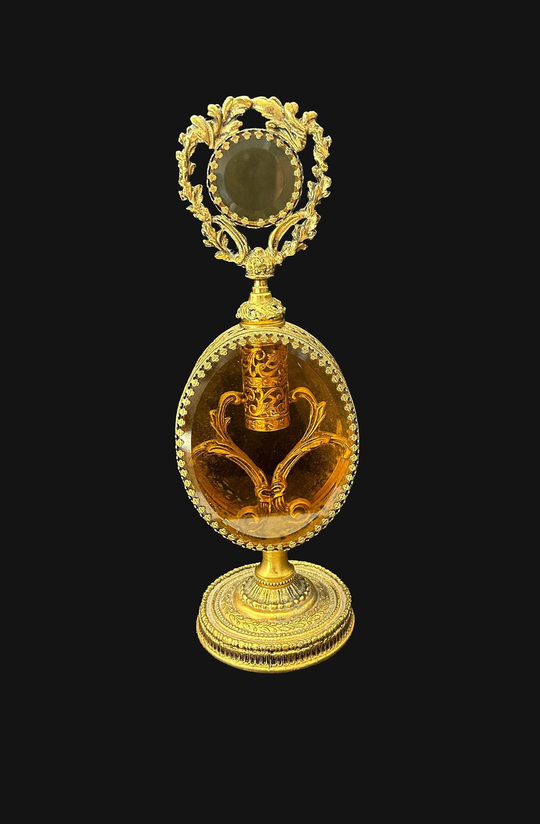 Stunning HOLLYWOOD REGENCY Perfume Bottle With Amber Glass | Vintage ...