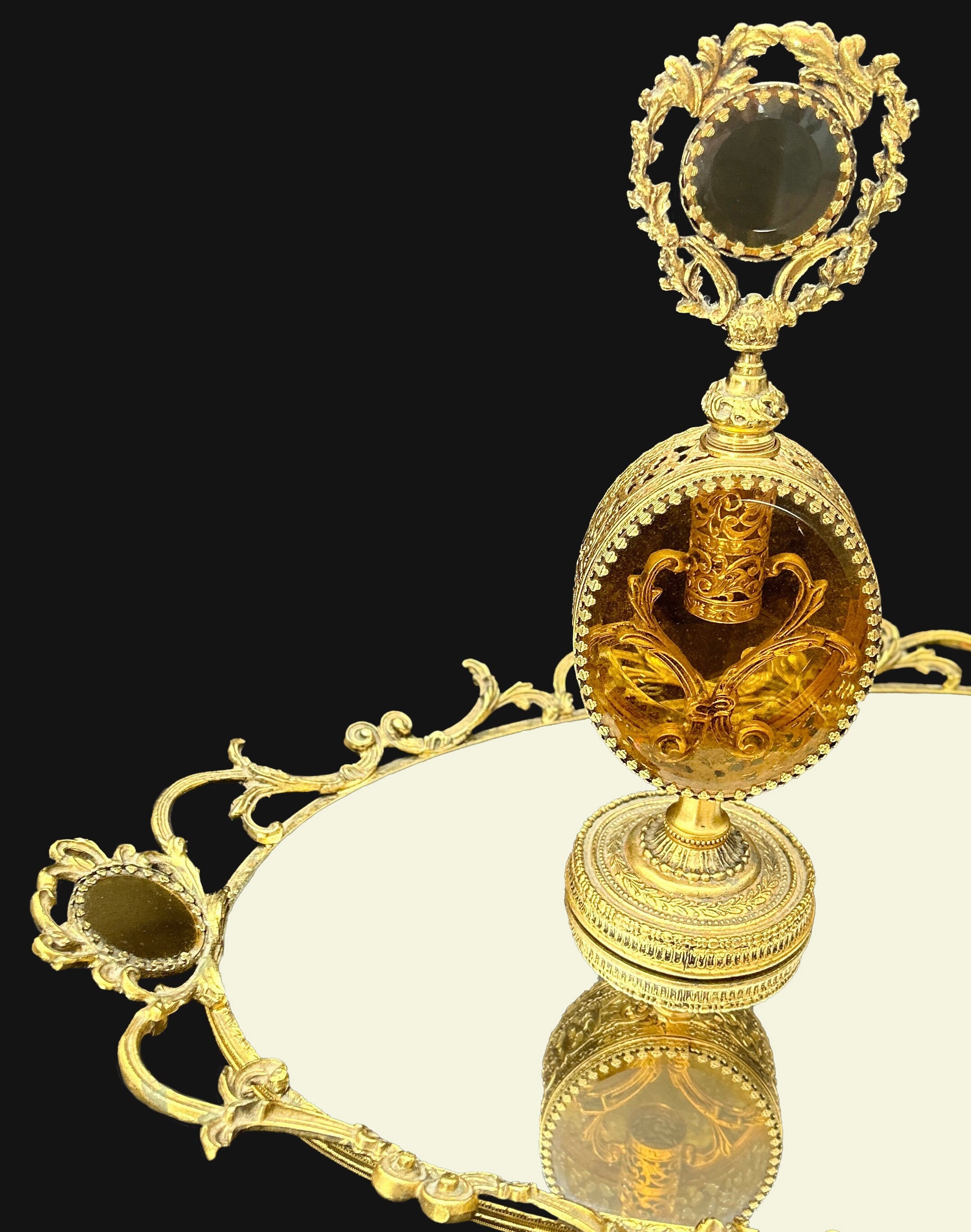 Stunning HOLLYWOOD REGENCY Perfume Bottle With Amber Glass - Etsy