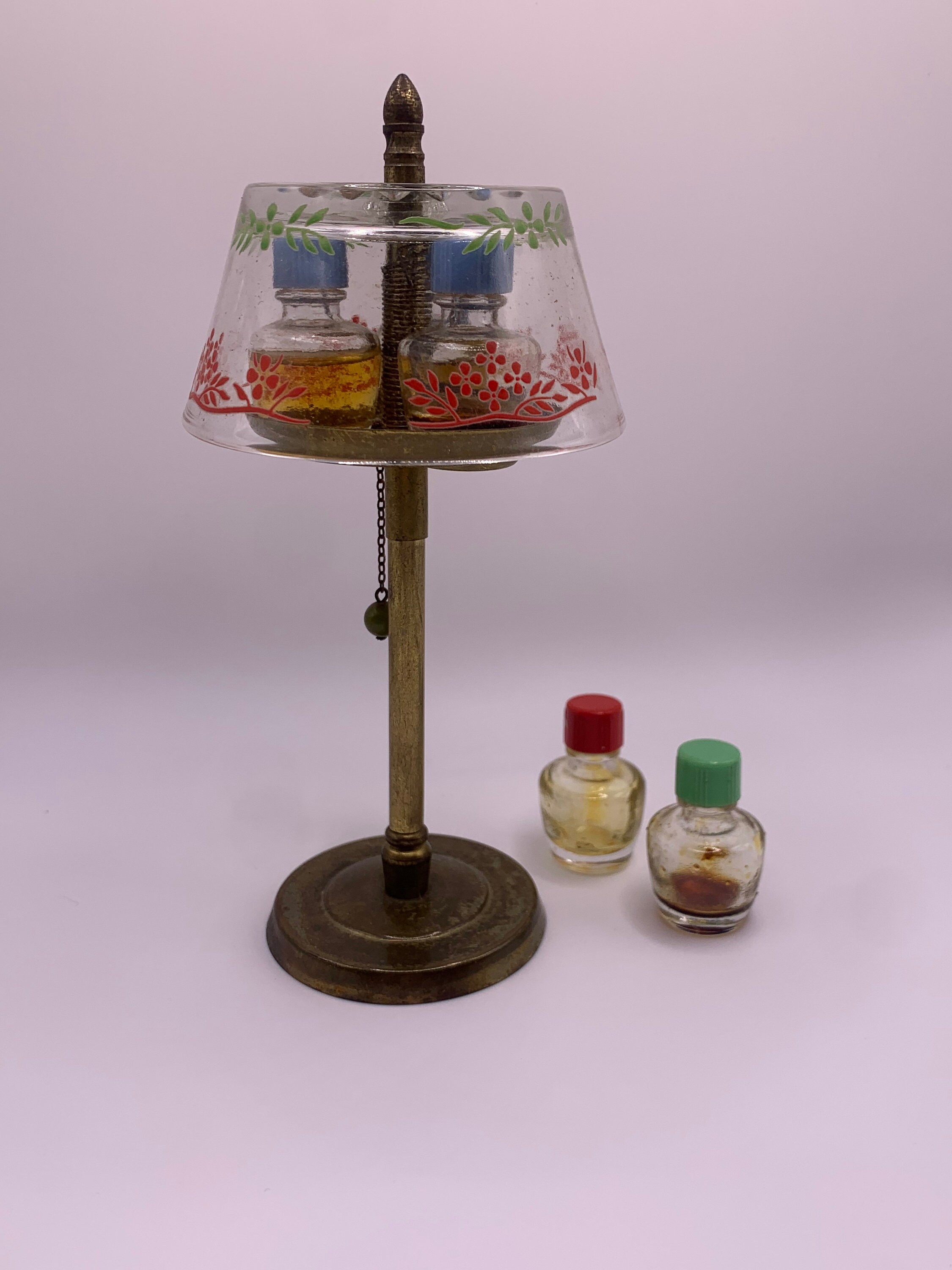 Vintage 1938 Perfume HI-LIGHTS Stuart BRASS Lamp Display Case Painted ...