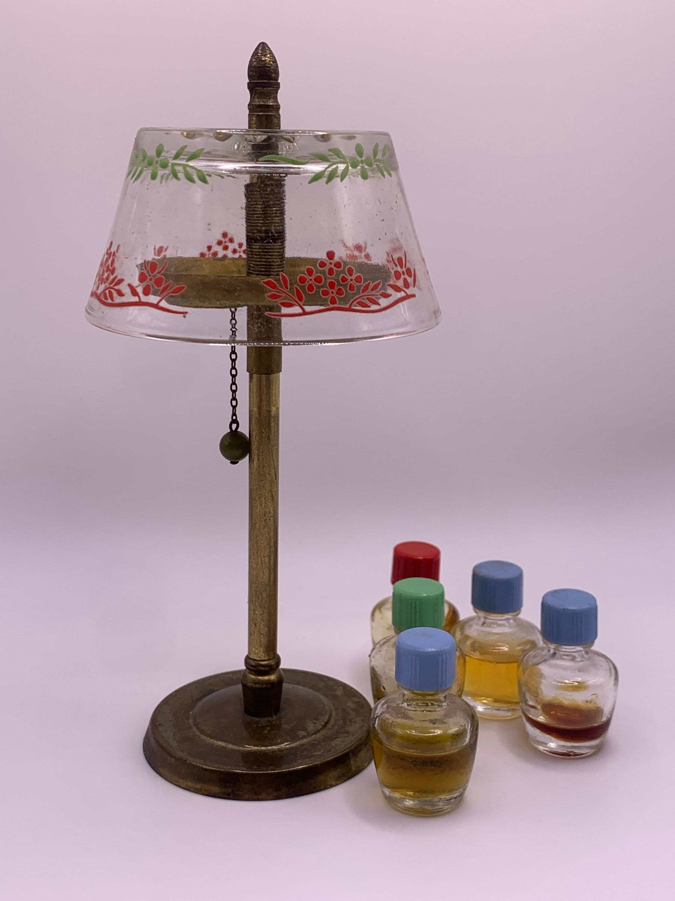 Vintage 1938 Perfume HI-LIGHTS Stuart BRASS Lamp Display Case Painted ...