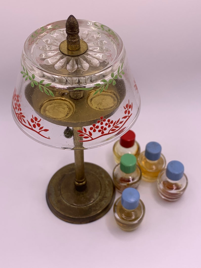 Vintage 1938 Perfume HI-LIGHTS Stuart BRASS Lamp Display Case Painted ...