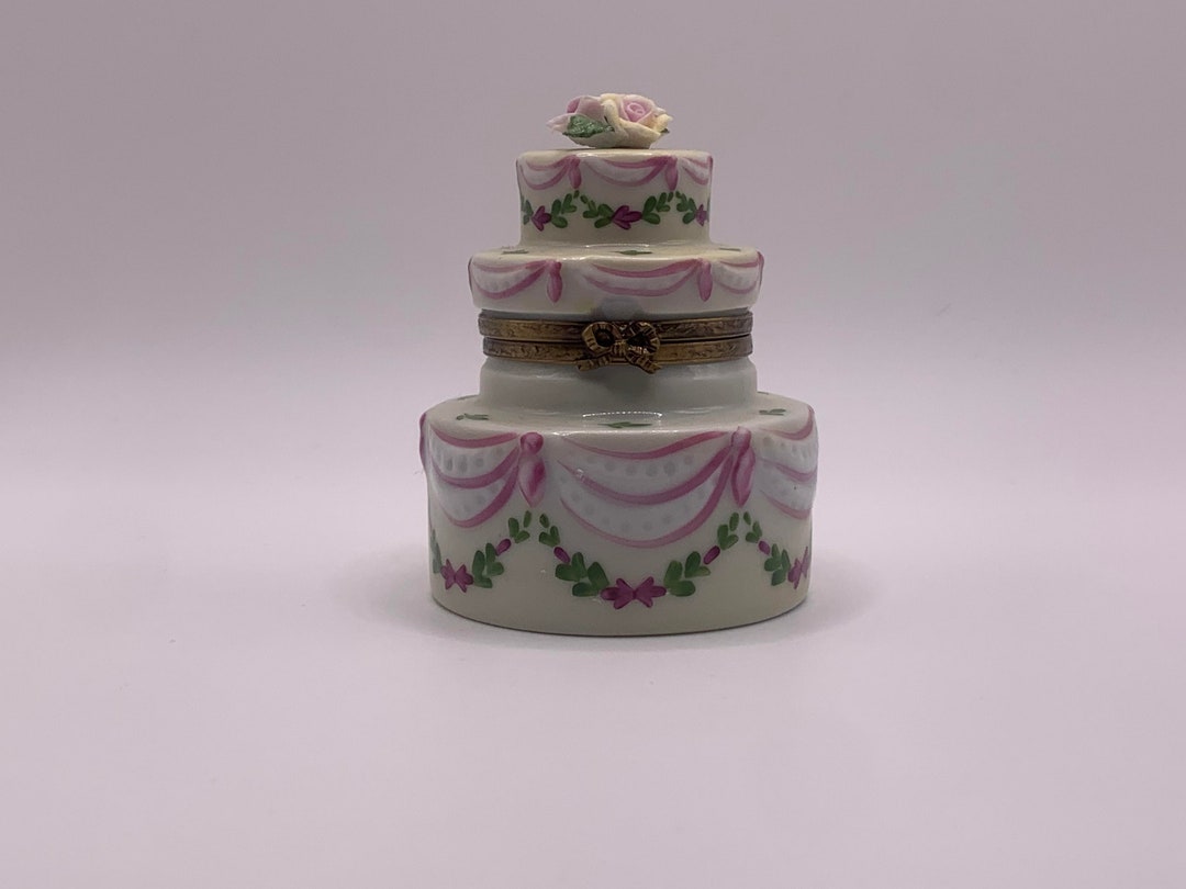 Rare Limoges Tradition D'art Hand Painted Tiered Cake Trinket Box ...