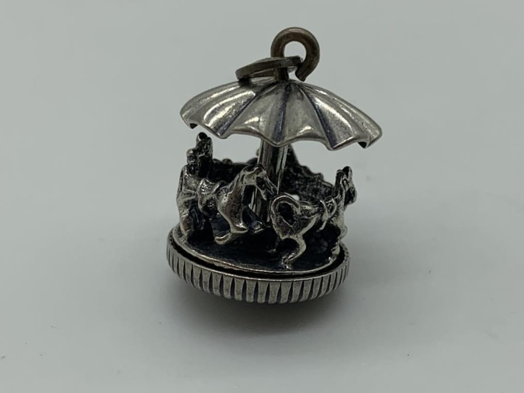Movable Sterling Silver Carousel Charm With Horses Vintage - Etsy