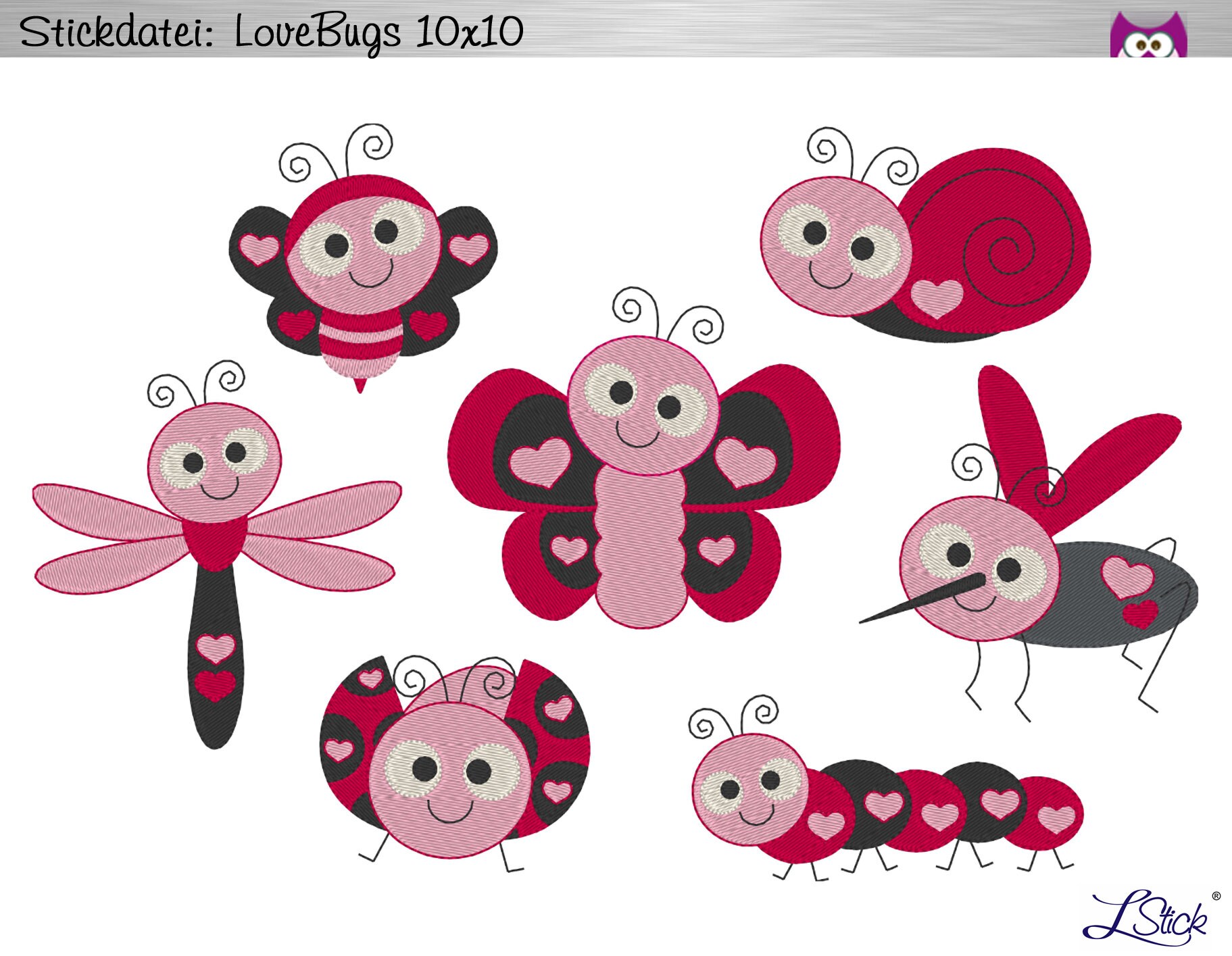 Stickdatei LoveBugs 10x10cm 4x4 Stickmuster Käfer - Etsy.de