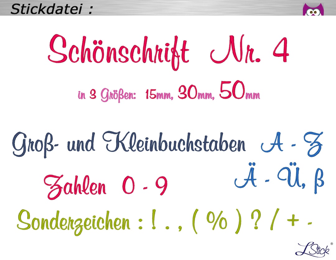 Stickdatei ABC Schönschrift Nr-4, Stickmuster font embroidery design ...