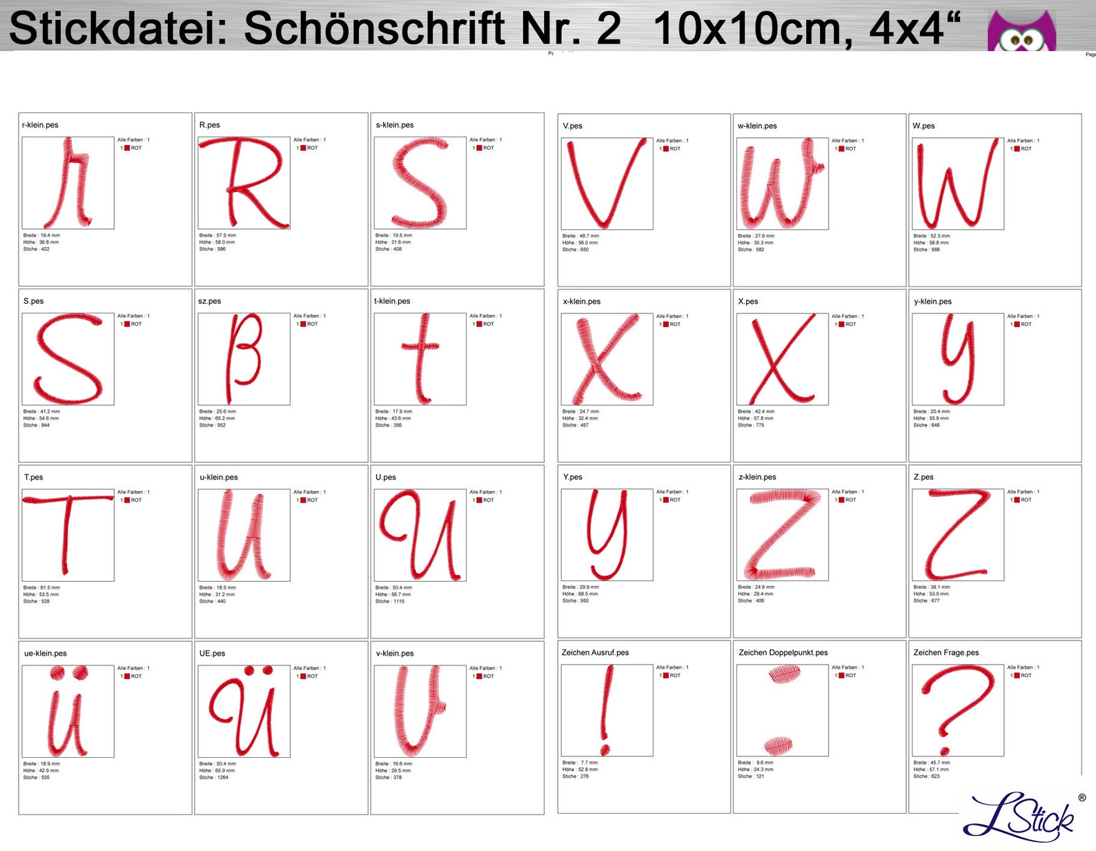 Stickdatei ABC Schönschrift Nr-2 Stickmuster Buchstaben - Etsy.de