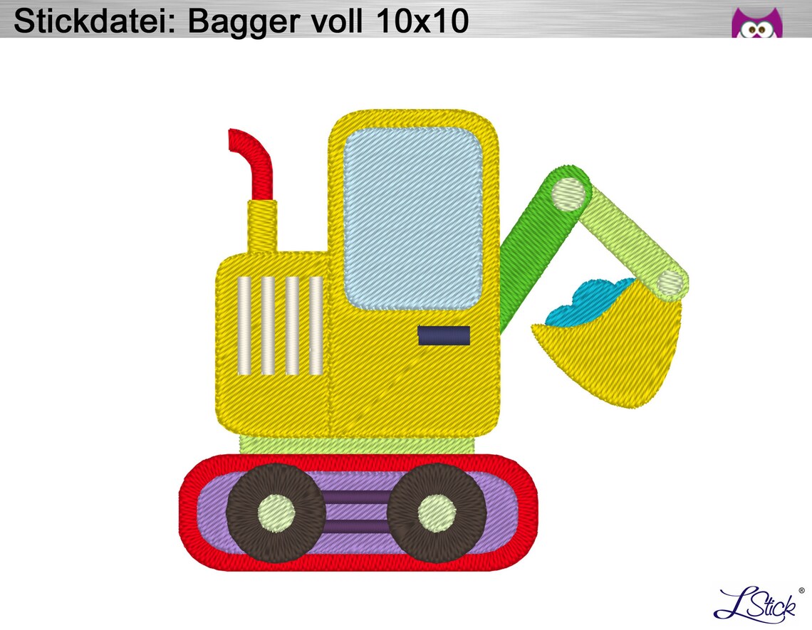 Stickdatei Bagger voll 10x10 Stickmuster - Etsy 日本