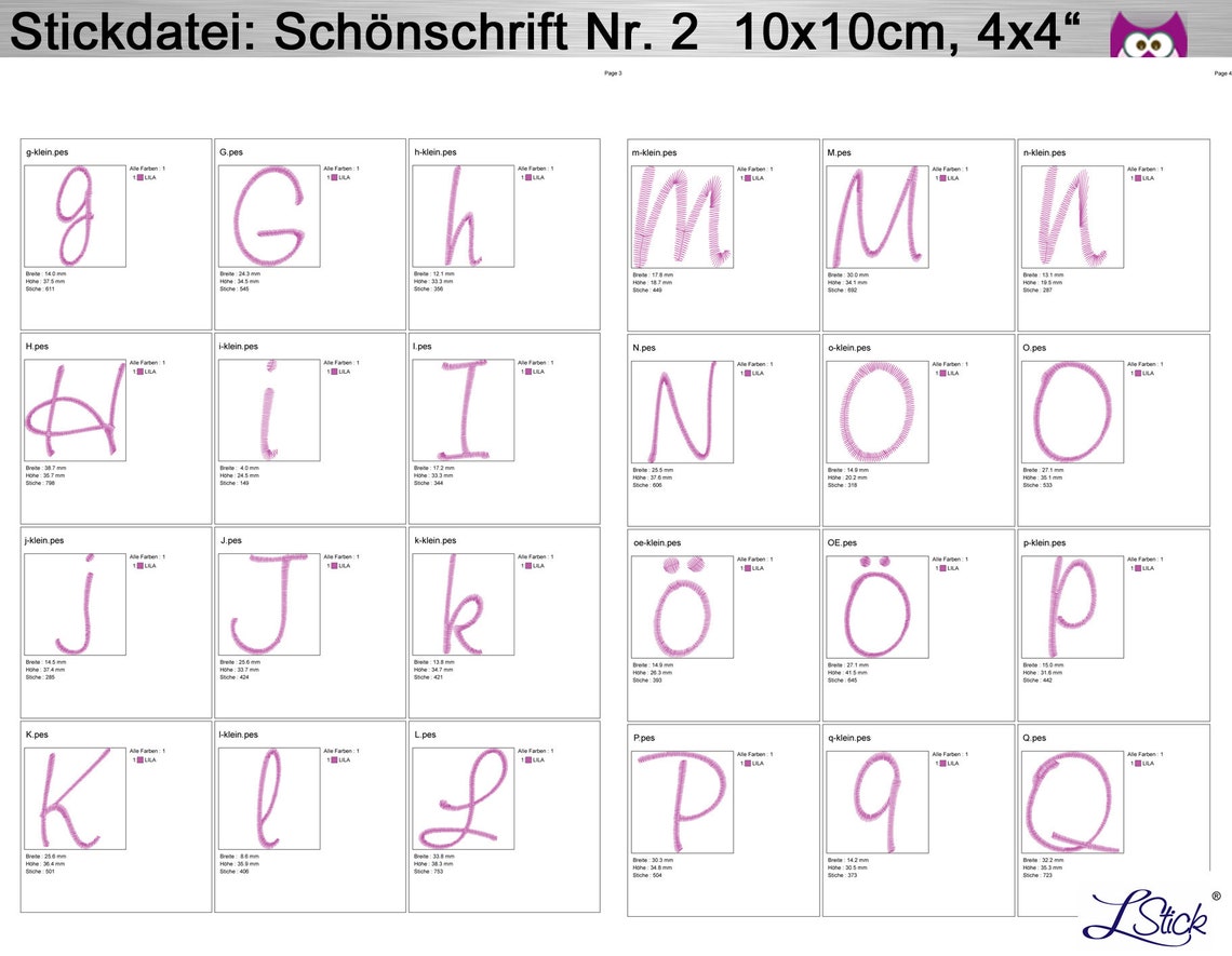 Stickdatei ABC Schönschrift Nr-2 Stickmuster Buchstaben | Etsy