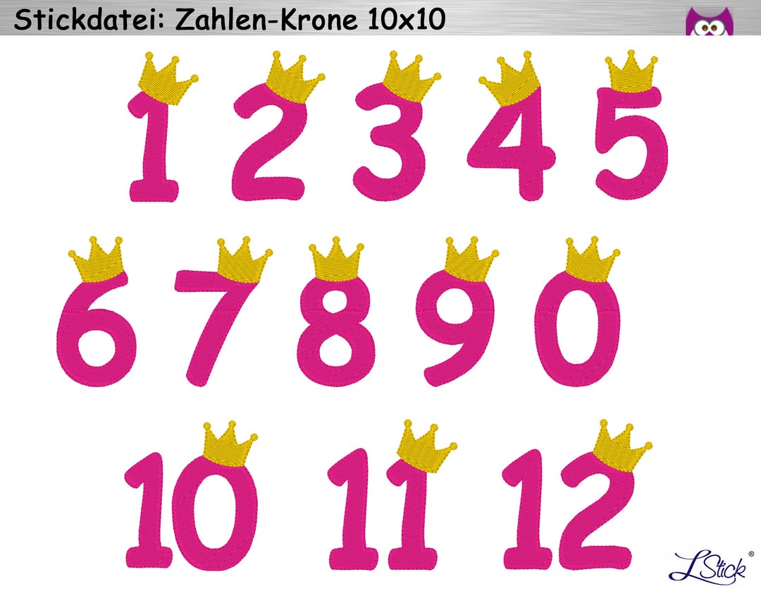 Embroidery File Month Number Crown 10x10 Embroidery Pattern, Embroidery ...