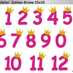 Embroidery File Month Number Crown 10x10 Embroidery Pattern, Embroidery ...