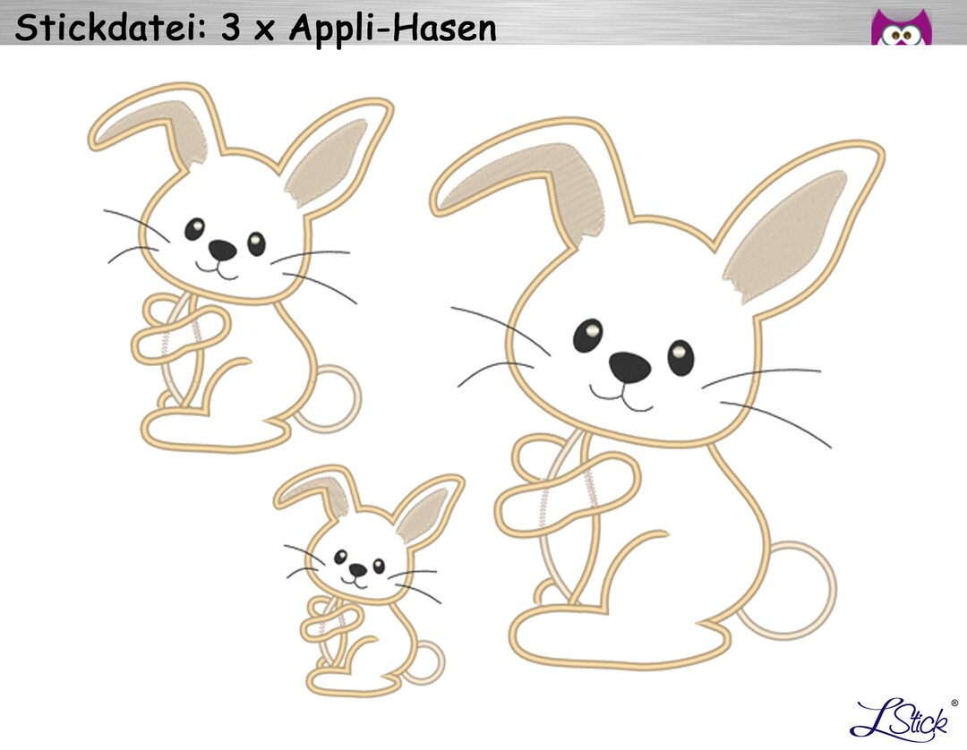 Embroidery File Appli Rabbit Embroidery Pattern - Etsy
