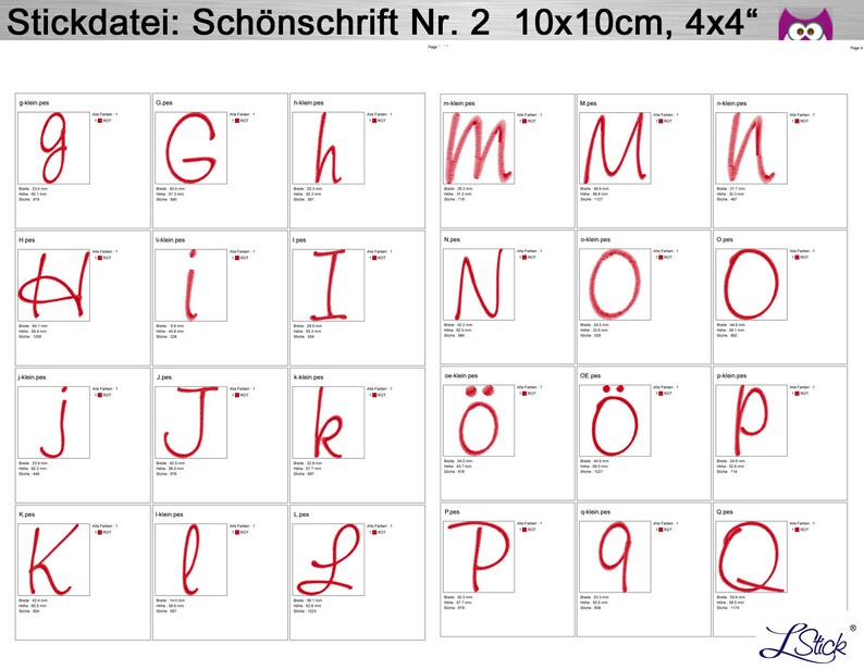 Stickdatei ABC Schönschrift Nr-2 Stickmuster Buchstaben | Etsy