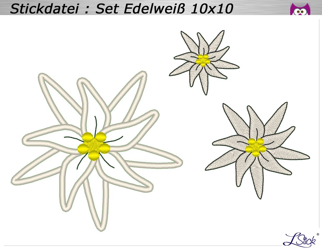 Embroidery File Set-edelweiss 10x10 Embroidery Pattern - Etsy