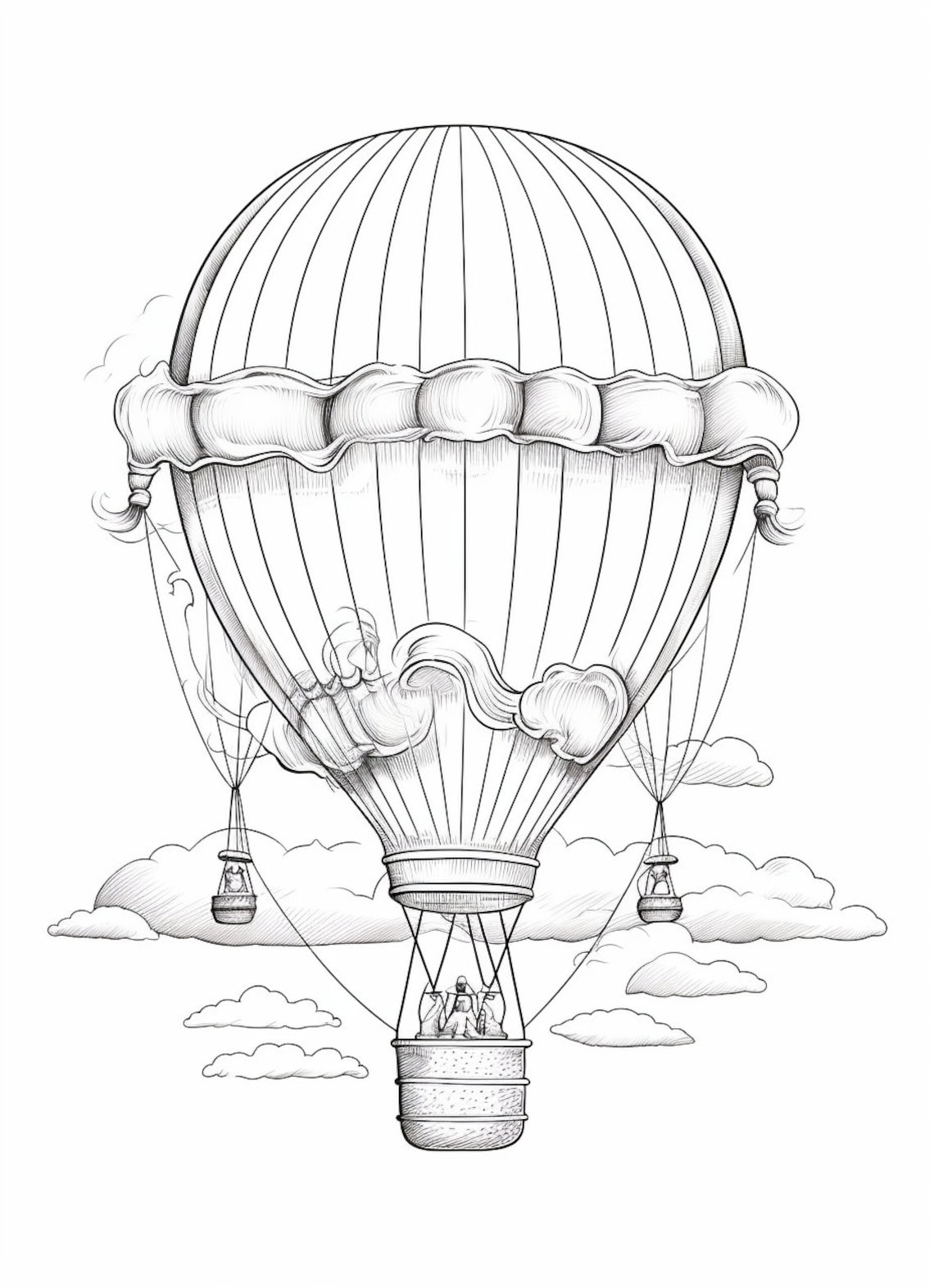 40 Hot-air Balloon Coloring Pages for Digital Download, Hot Air Balloon ...