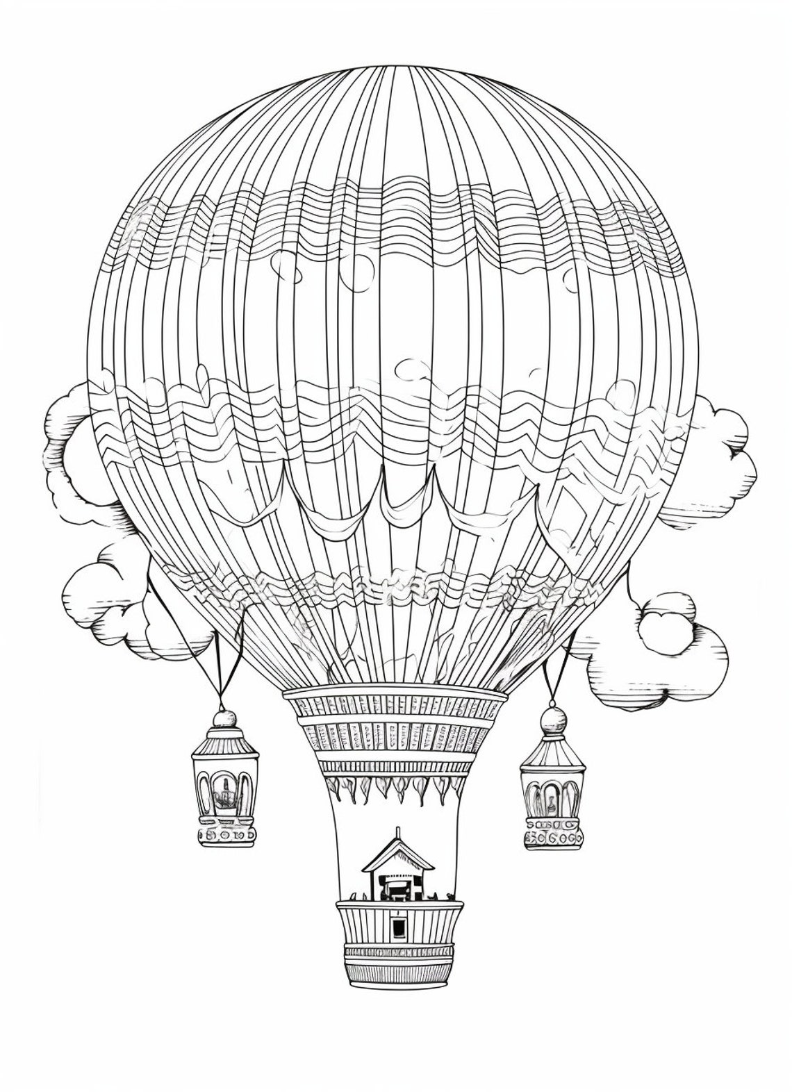 40 Hot-air Balloon Coloring Pages for Digital Download, Hot Air Balloon ...