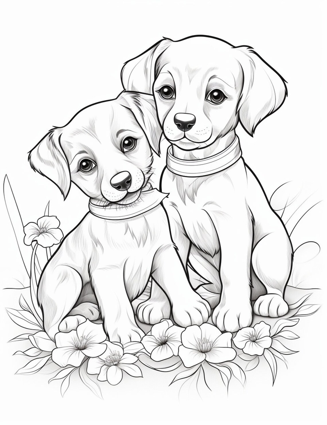 Puppy Love: 40 Adorable Coloring Pages for Digital Download, Digital ...