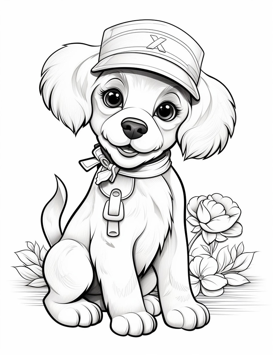 Puppy Love: 40 Adorable Coloring Pages for Digital Download, Digital ...