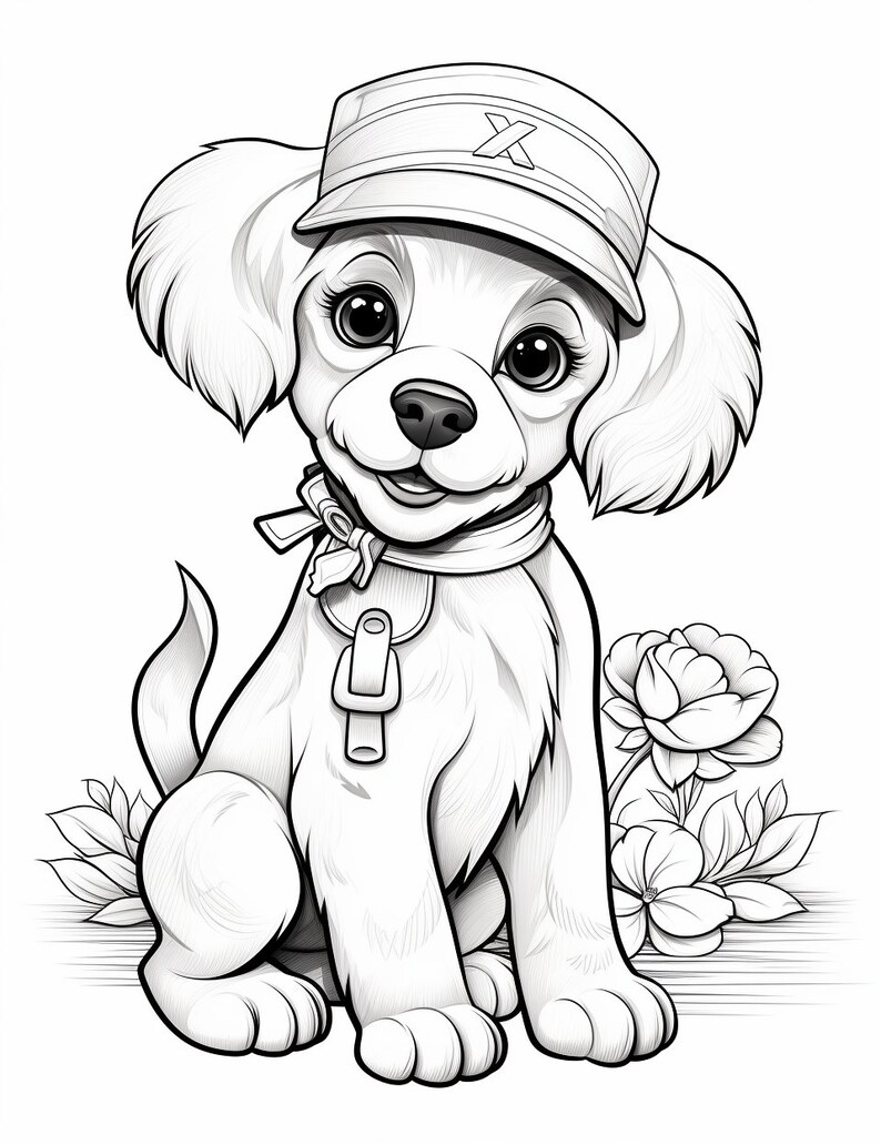 Puppy Love: 40 Adorable Coloring Pages for Digital Download, Digital ...
