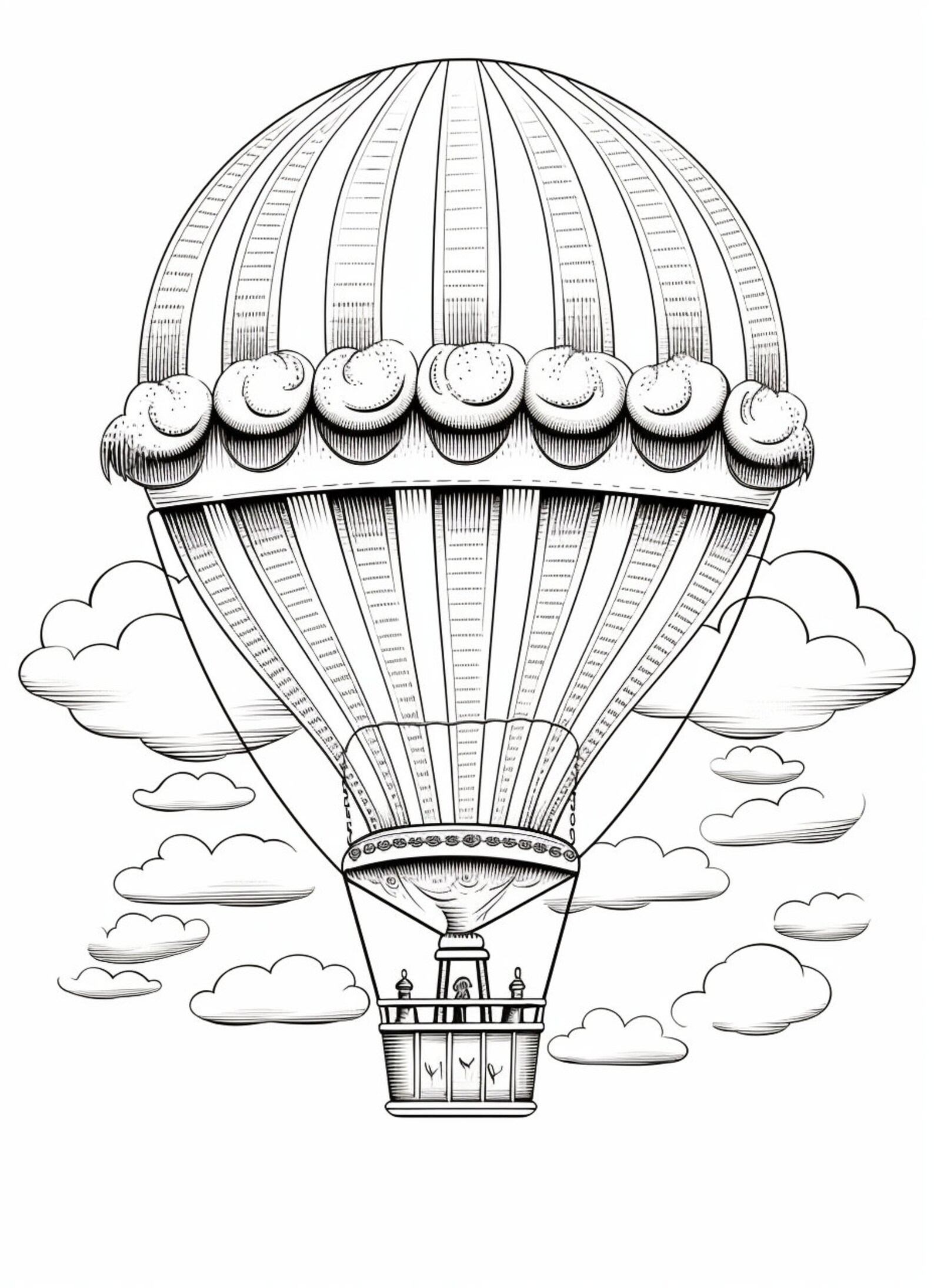 40 Hot-air Balloon Coloring Pages for Digital Download, Hot Air Balloon ...