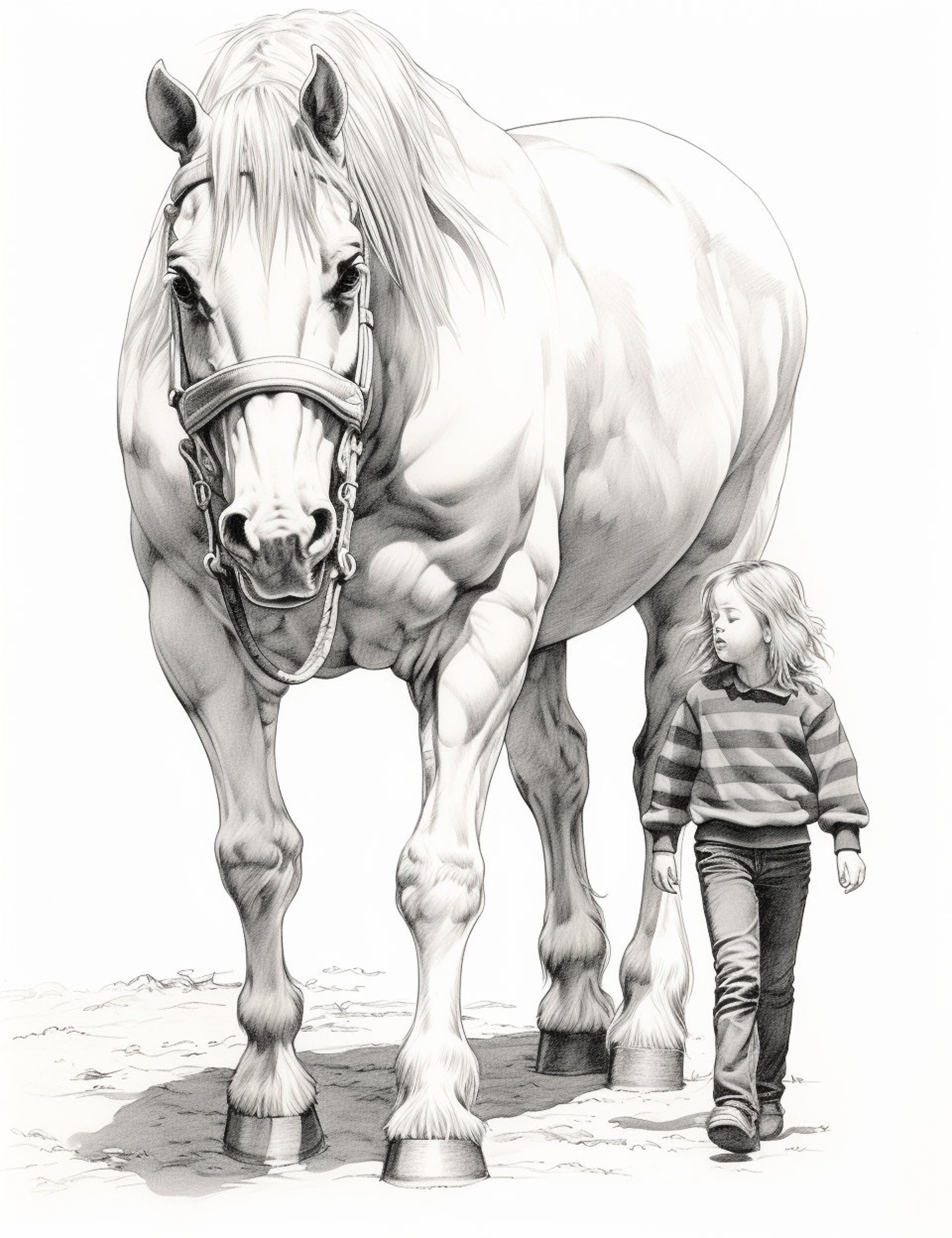 Horse Coloring Book: 40 Majestic Equine Illustrations (digital Download ...
