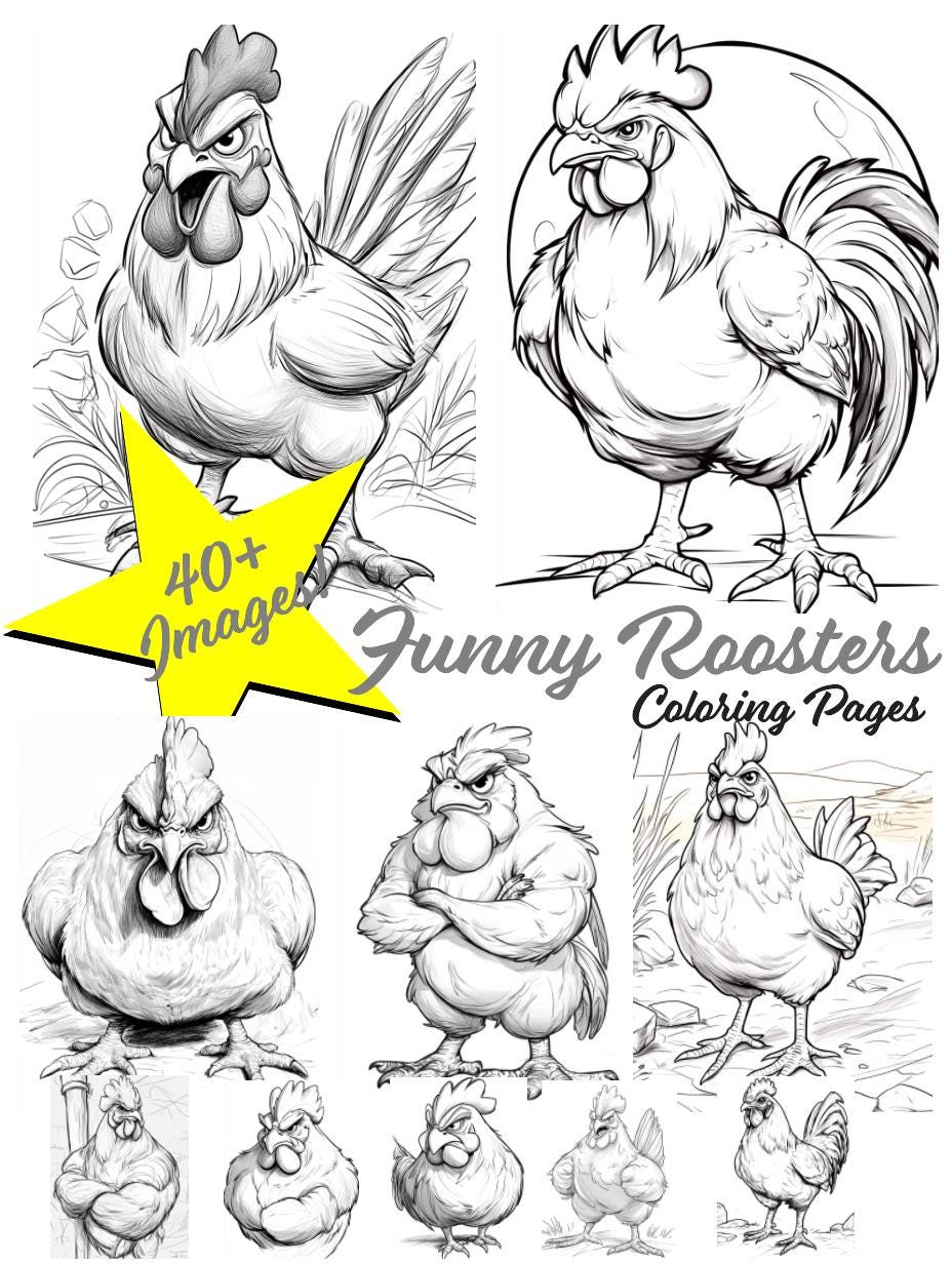 40+ Rooster Coloring Pages Digital Download. - Etsy