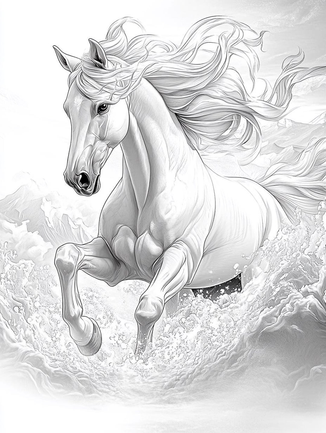 Majestic Horses Coloring Book: 40 Detailed Illustrations (digital ...