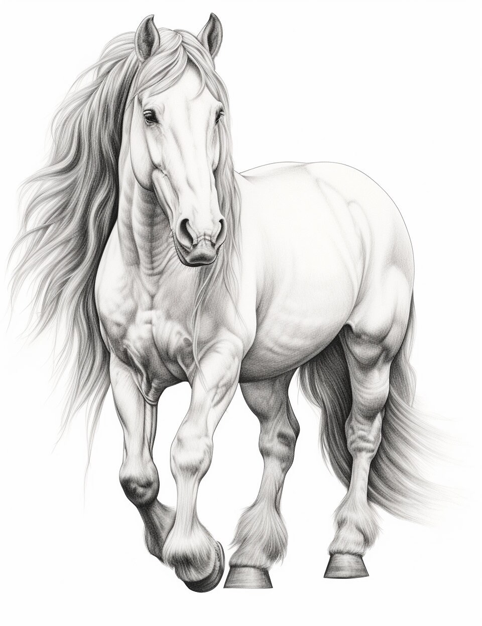 Horse Coloring Book: 40 Majestic Equine Illustrations (digital Download ...