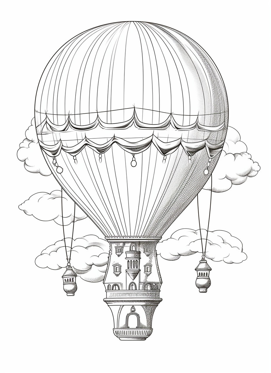 40 Hot-air Balloon Coloring Pages for Digital Download, Hot Air Balloon ...