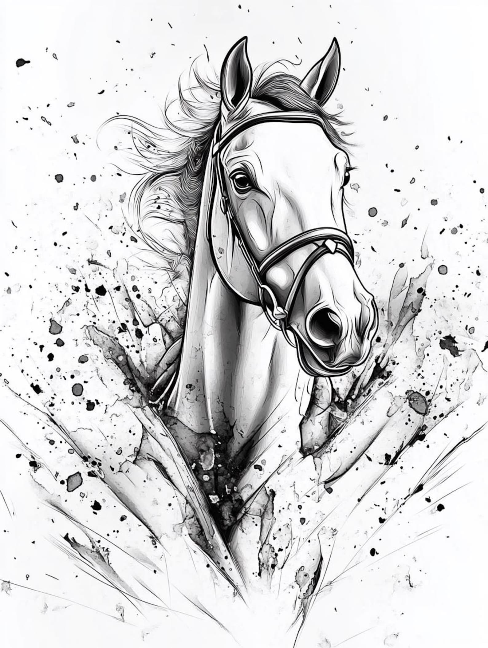 Majestic Horses Coloring Book: 40 Detailed Illustrations (digital ...