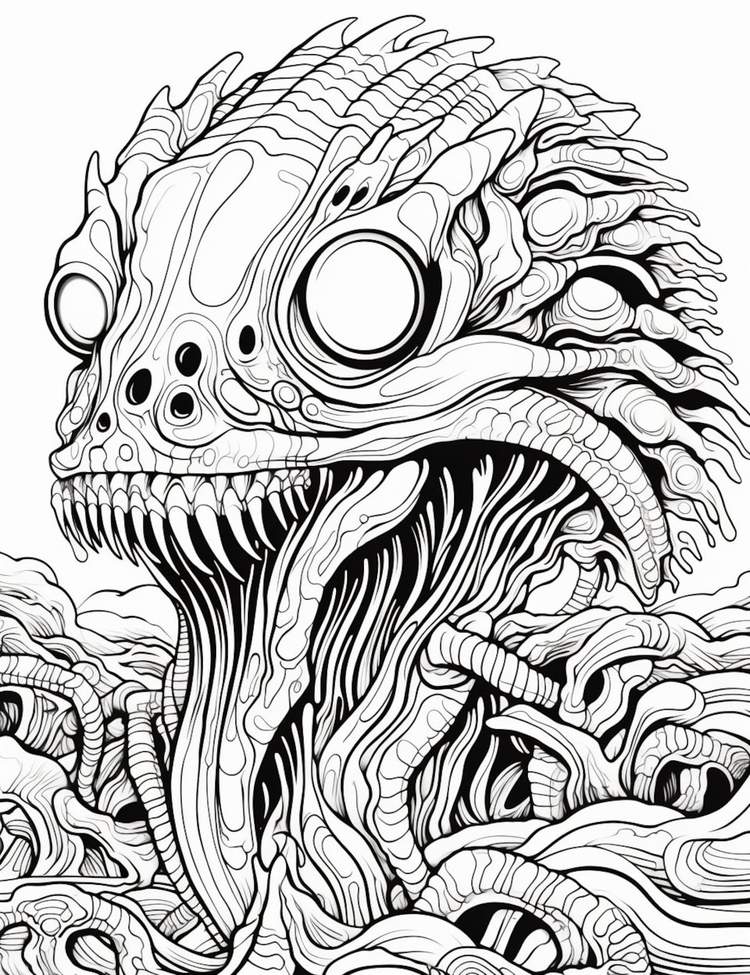 Alien Creatures Coloring Book – 48 Sci-fi Fantasy Monster Pages ...