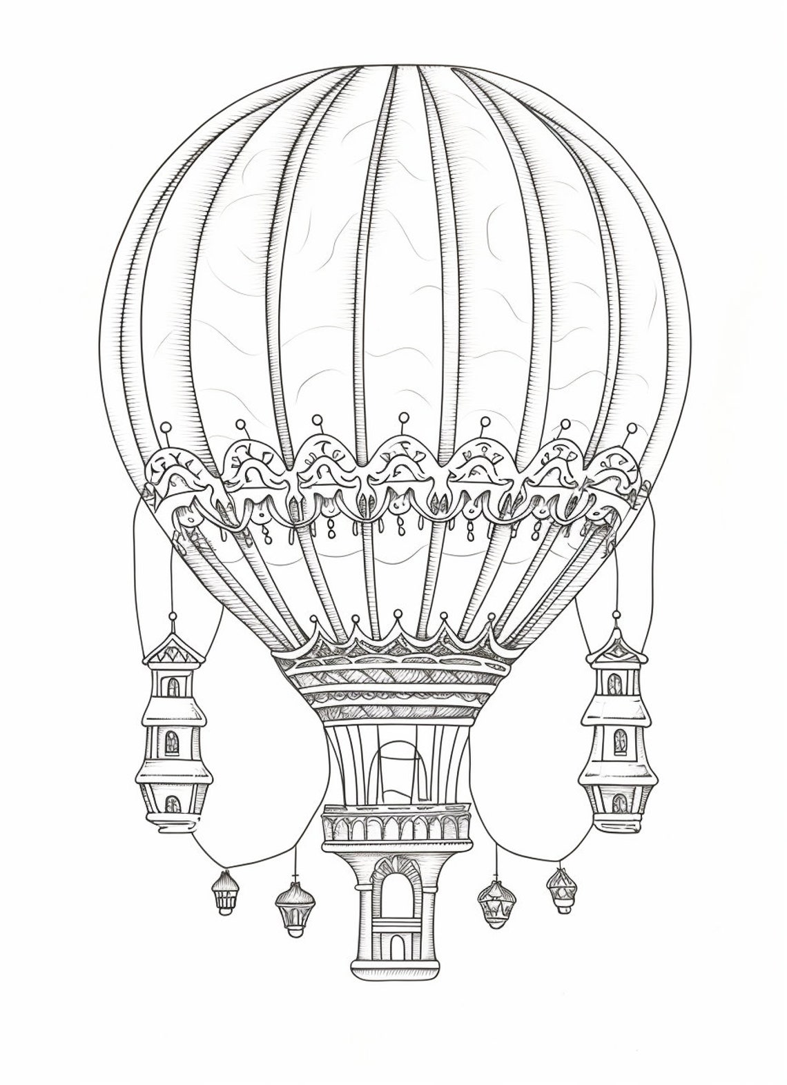 40 Hot-air Balloon Coloring Pages for Digital Download, Hot Air Balloon ...