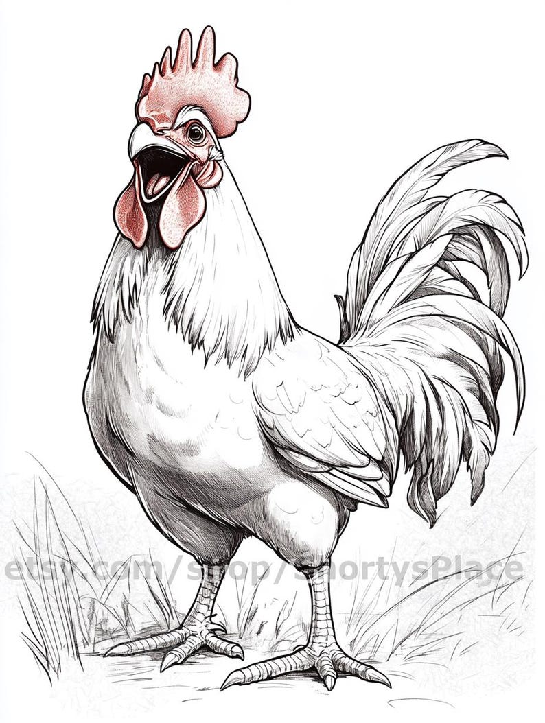 40+ Rooster Coloring Pages Digital Download. - Etsy