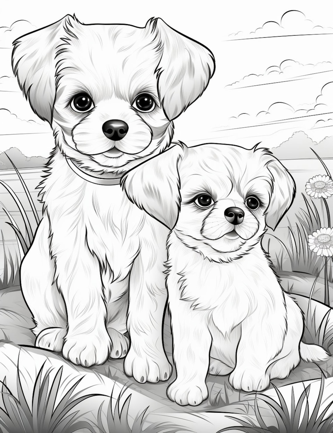 Puppy Love: 40 Adorable Coloring Pages for Digital Download, Digital ...