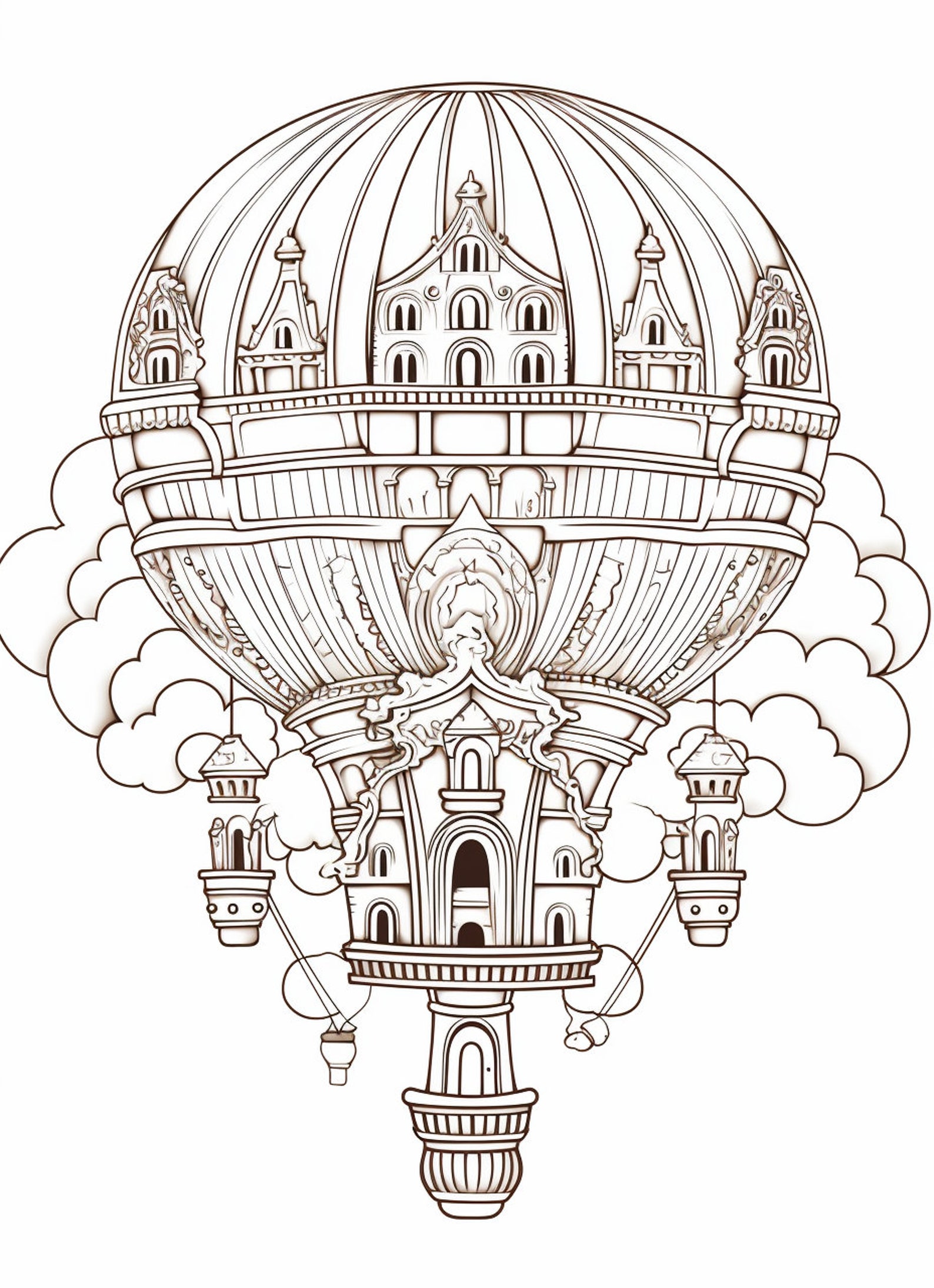 40 Hot-air Balloon Coloring Pages for Digital Download, Hot Air Balloon ...