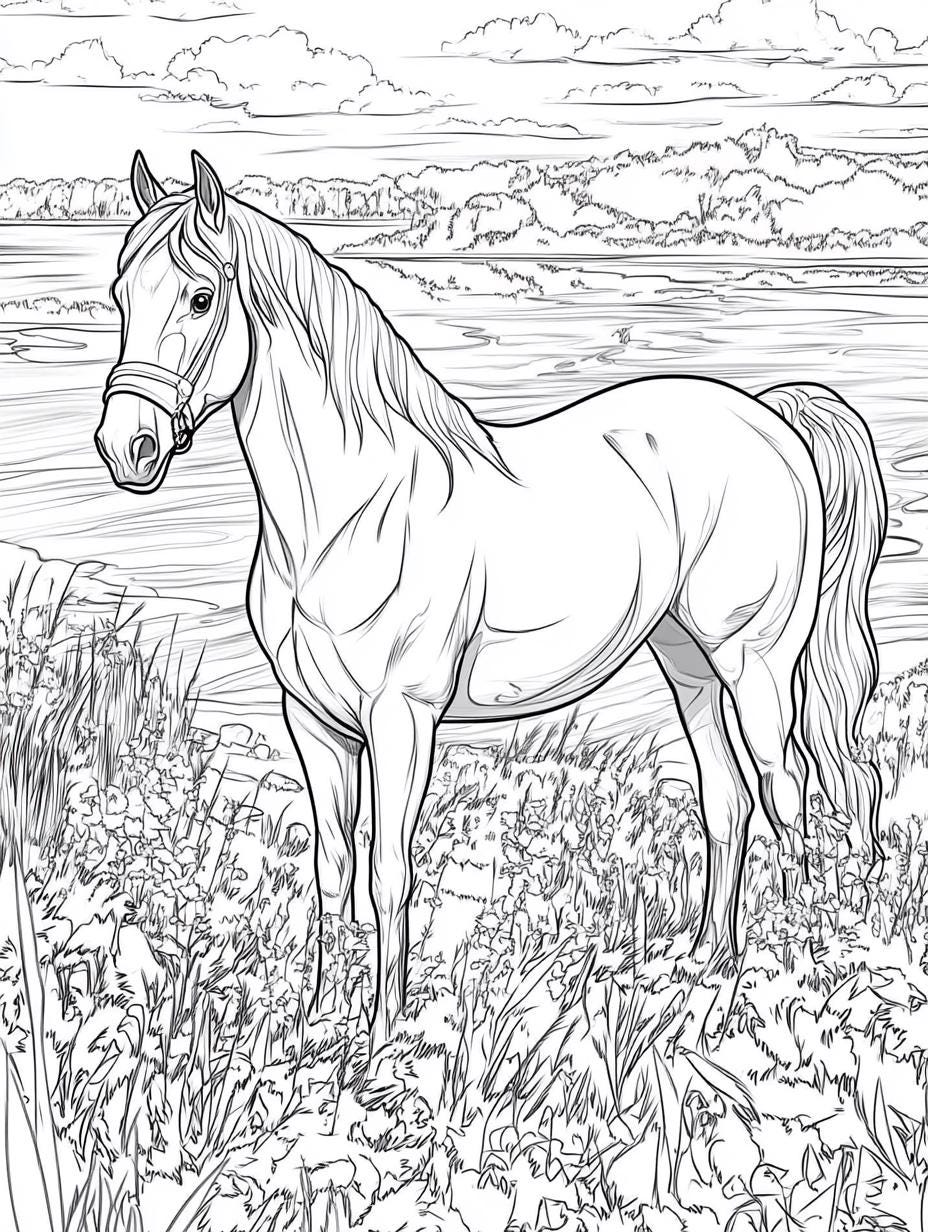 Majestic Horses Coloring Book: 40 Detailed Illustrations (digital ...