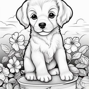 Puppy Love: 40 Adorable Coloring Pages for Digital Download, Digital ...
