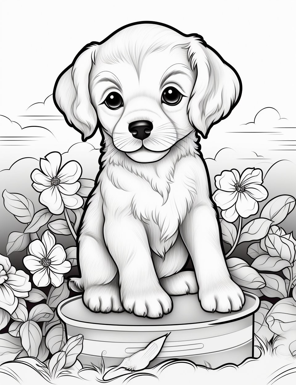 Puppy Love: 40 Adorable Coloring Pages for Digital Download, Digital ...