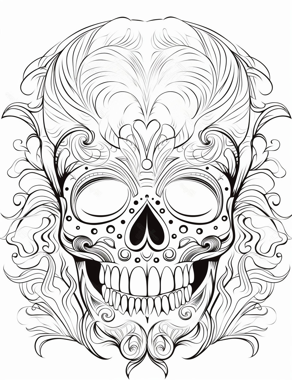 Digital Skulls, Coloring Pages, Digital Download, Skull Images, Skull ...